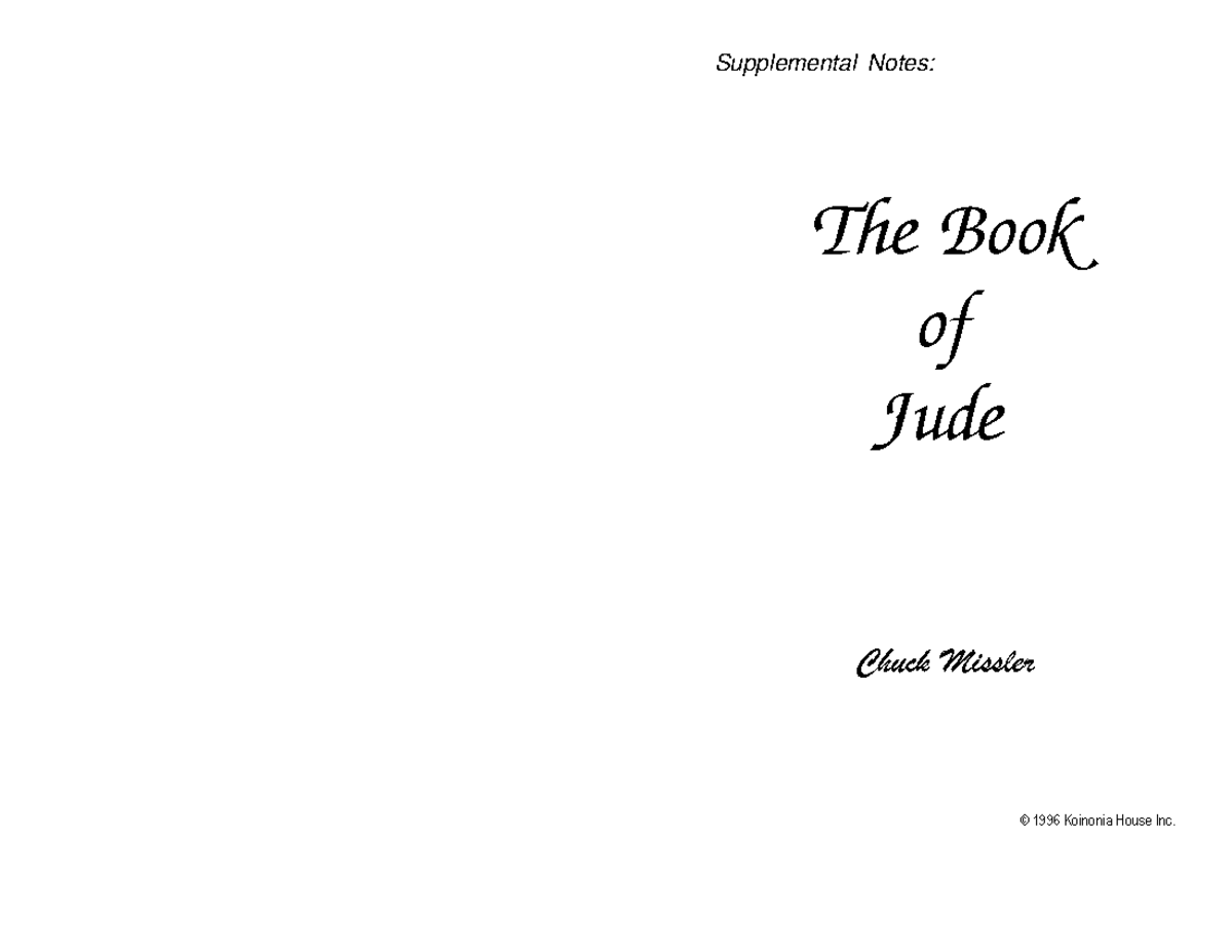 Jude - about the book of jude - Page 1 Supplemental Notes: The Book of ...
