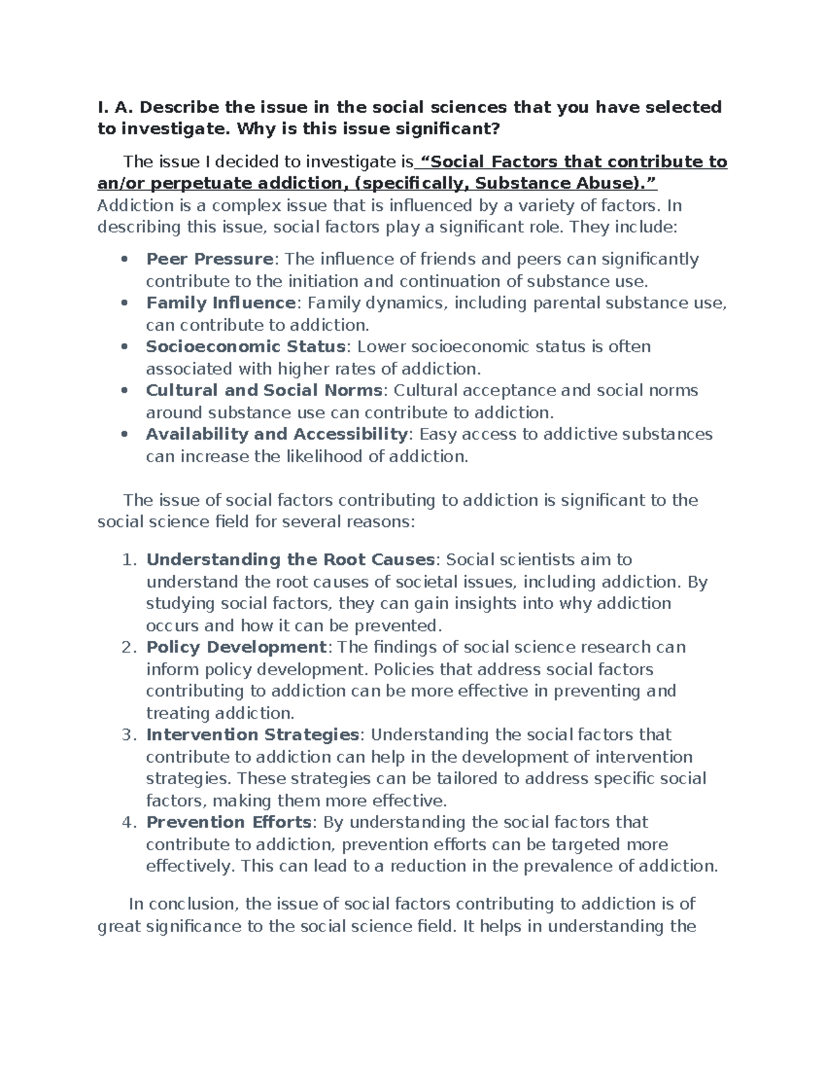 Project One-Research Investigation - I. A. Describe the issue in the ...