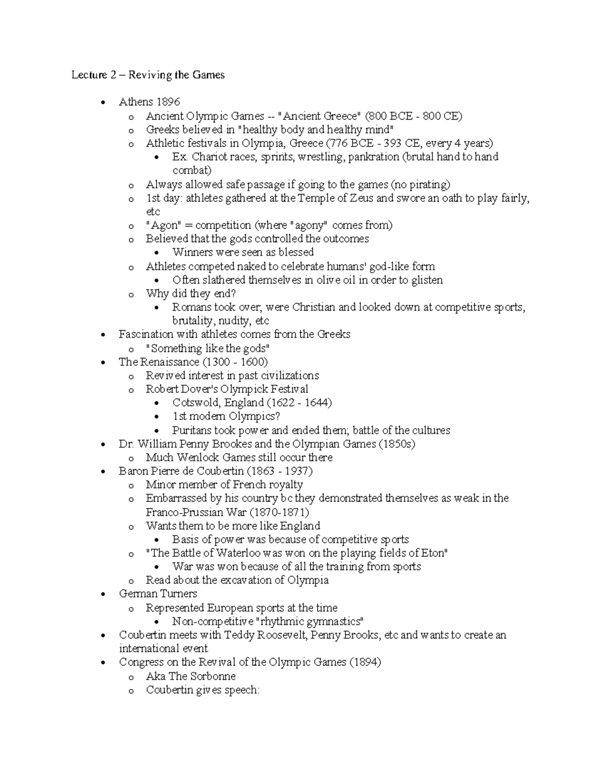 Lecture 2 - Reviving the Games - Lecture 2 – Reviving the Games ...