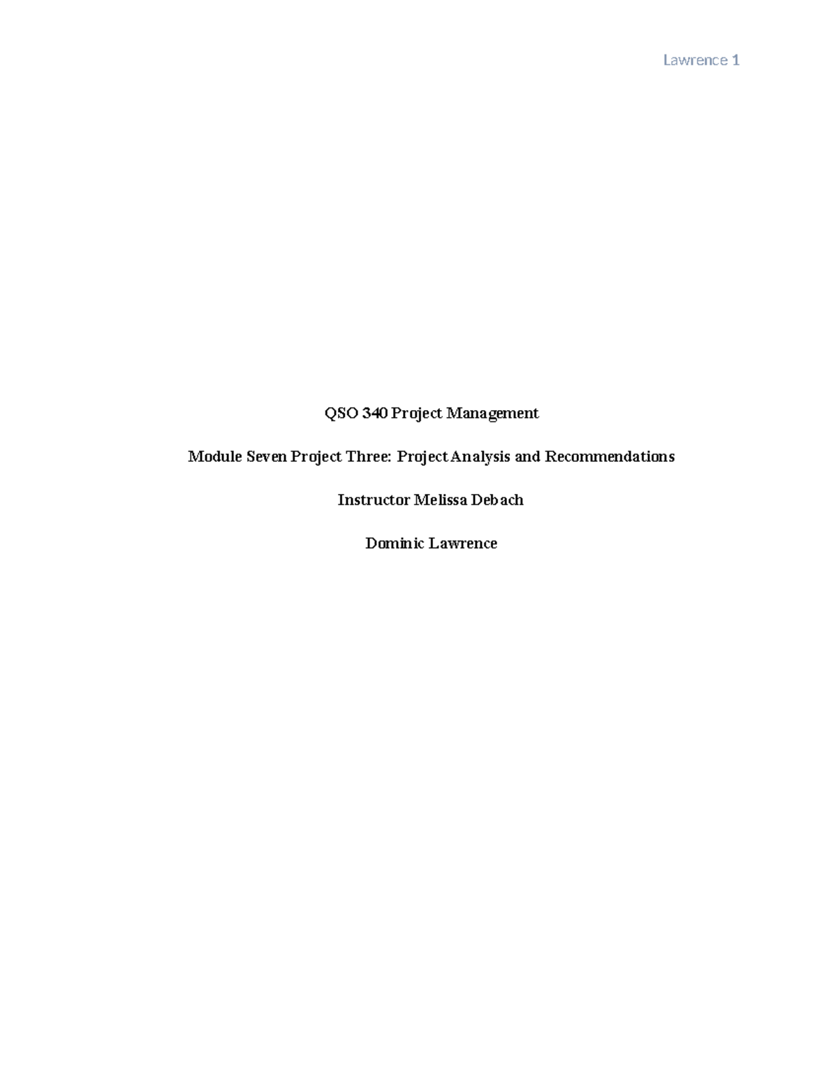 QSO 340 Module 7 Project 3 - QSO 340 Project Management Module Seven ...