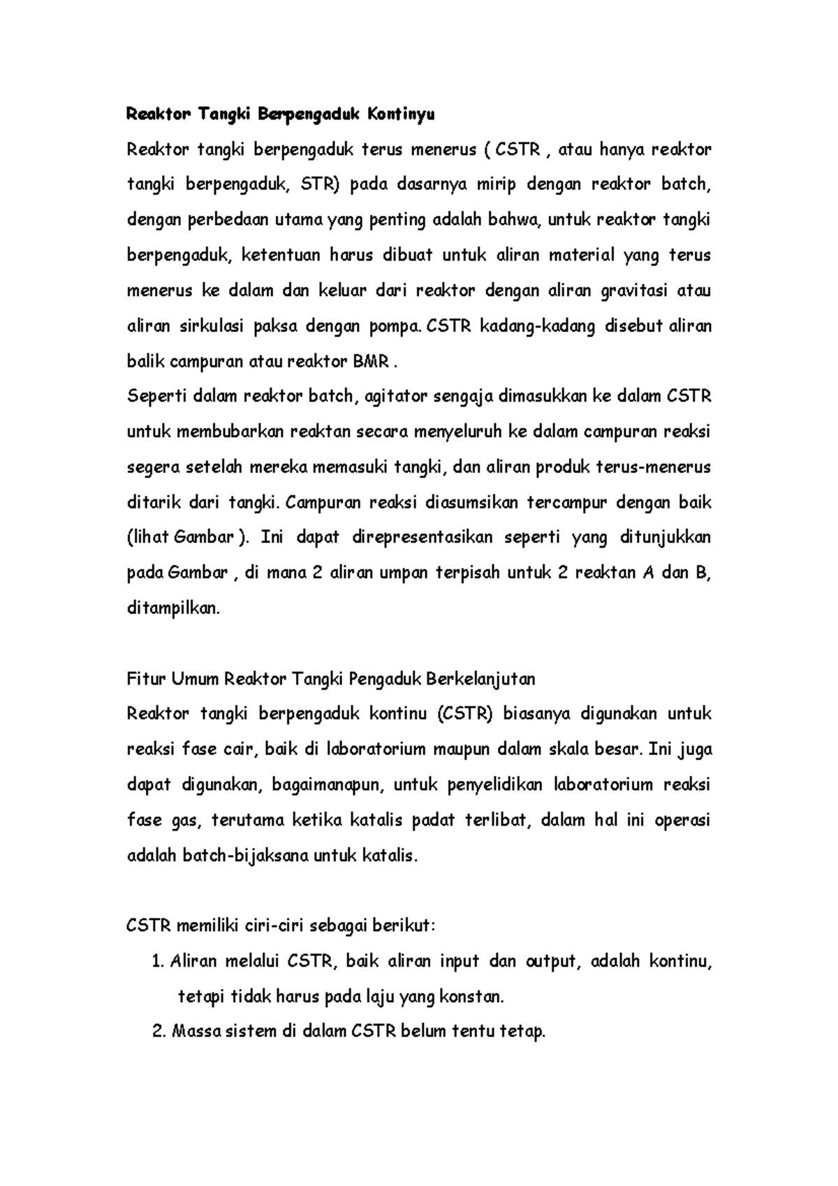 Reaktor Tangki Berpengaduk Kontinyu - Reaktor Tangki Berpengaduk ...