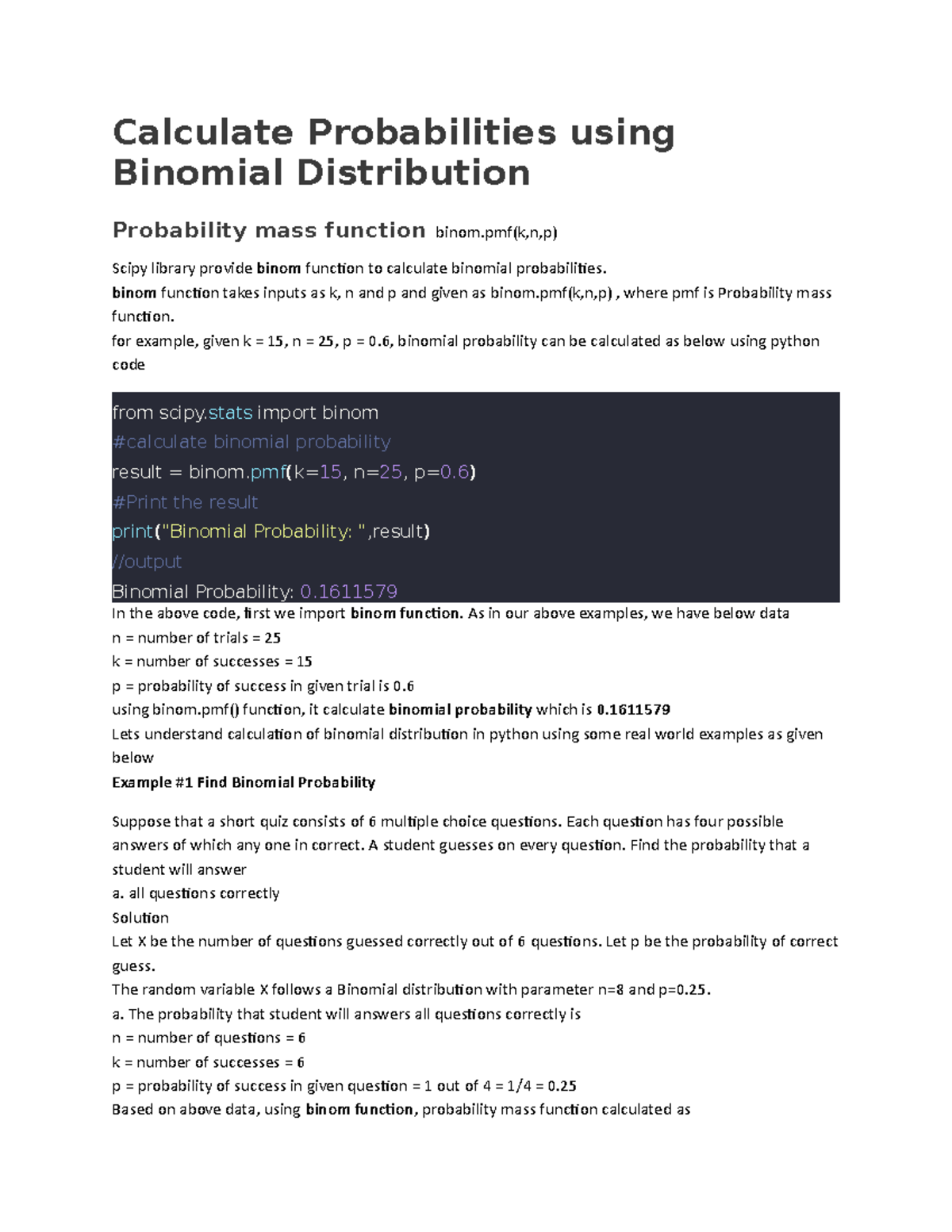 Probability - Lecture notes 3 - Calculate Probabilities using Binomial ...