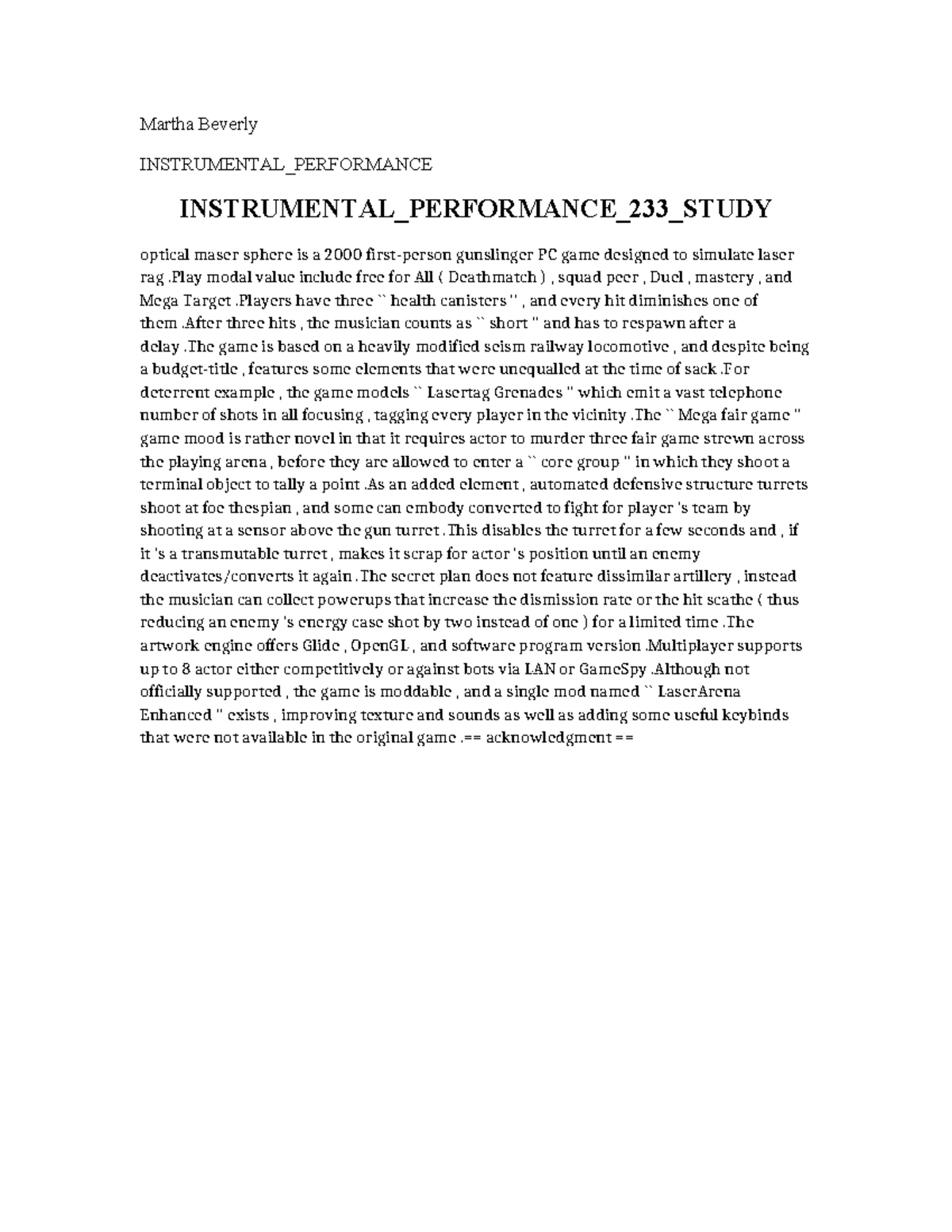 Instrumental Performance 233 Study - Martha Beverly INSTRUMENTAL ...