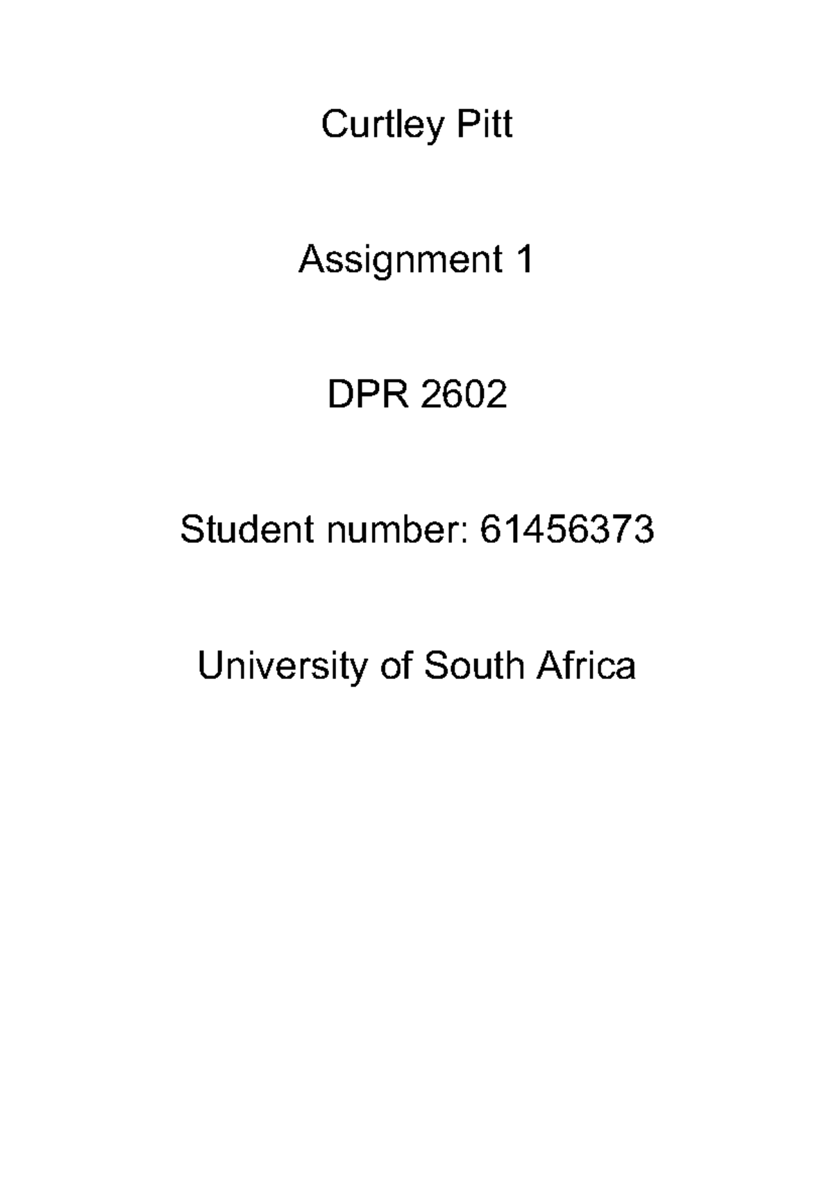DPR2602 Asignment 1 - Got more than 70% - DPR2601 - Unisa - Studocu
