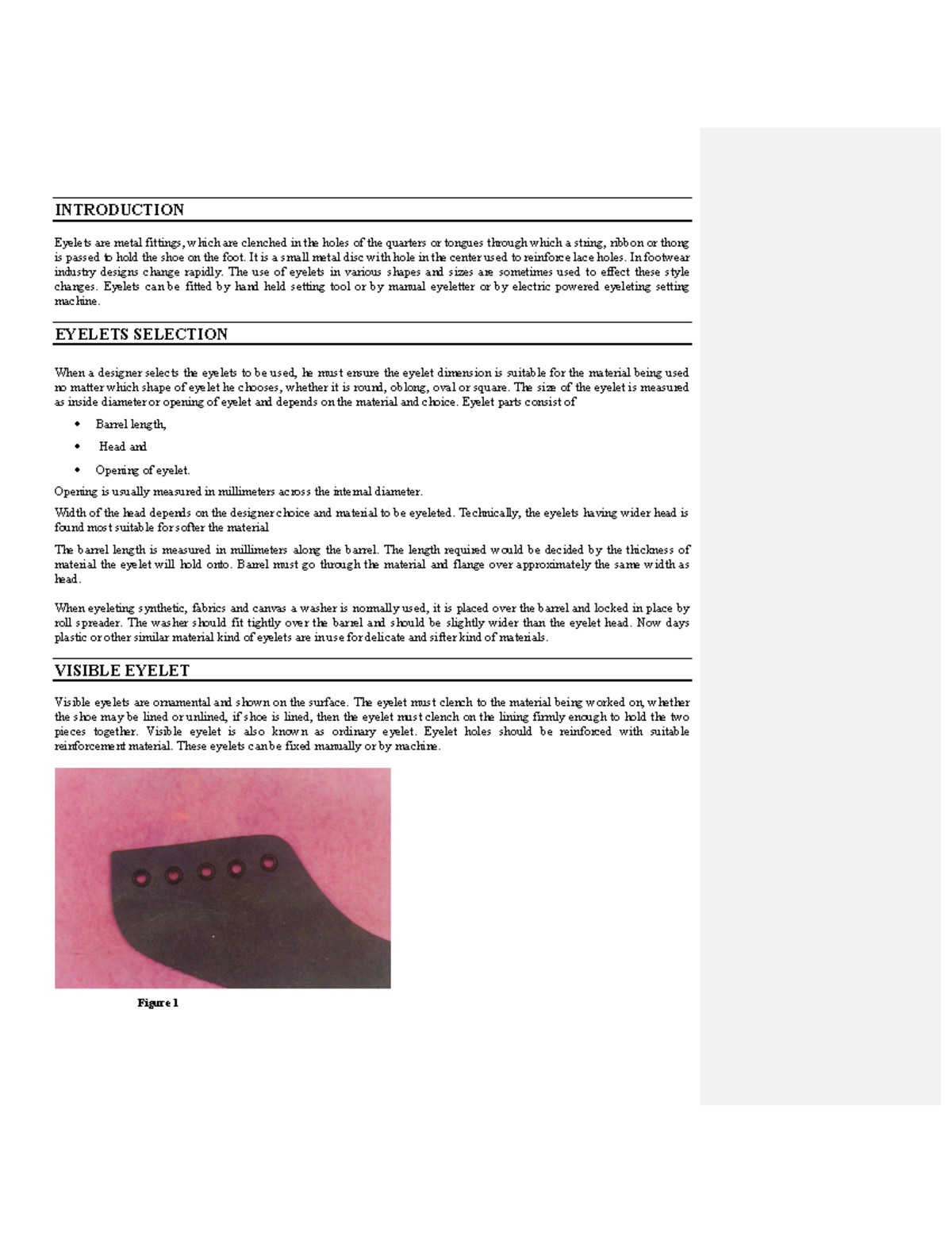 Eyelleting Handout - INTRODUCTION Eyelets are metal fittings, which are ...