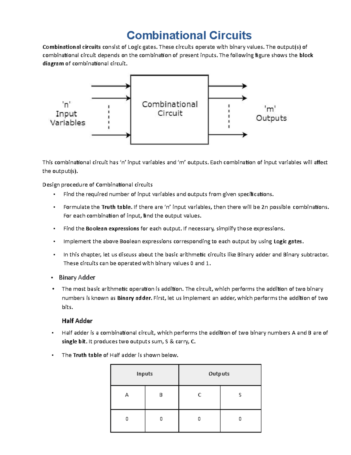 Combinational Circuits - Combinational Circuits Combinational circuits ...