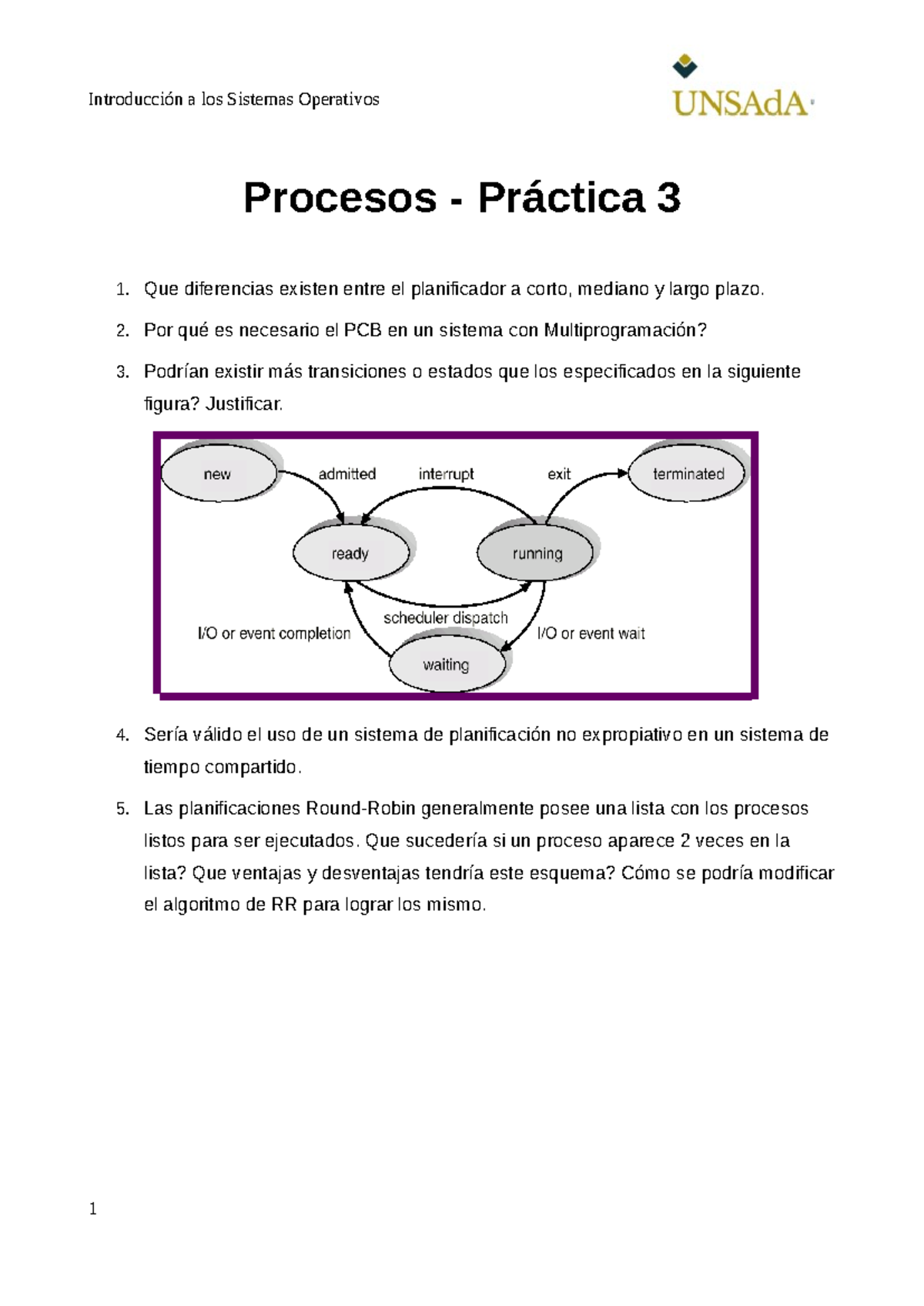 Práctica 3-Procesos - practica trabajo practico - Introducción a los Sistemas Operativos ...