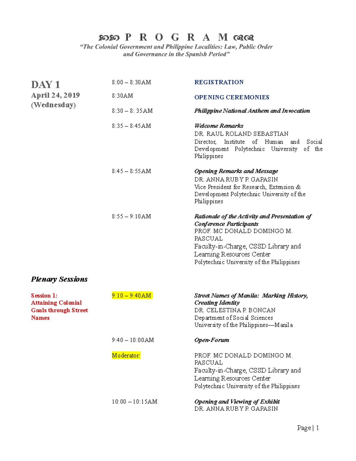 Sample Program Sheet - bla bla bla bla bla bla bla bla bla blabla bla ...