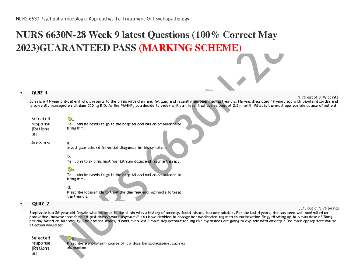 NURS 6630N-28 Week 9 latest Questions (100% Correct May 2023 ...