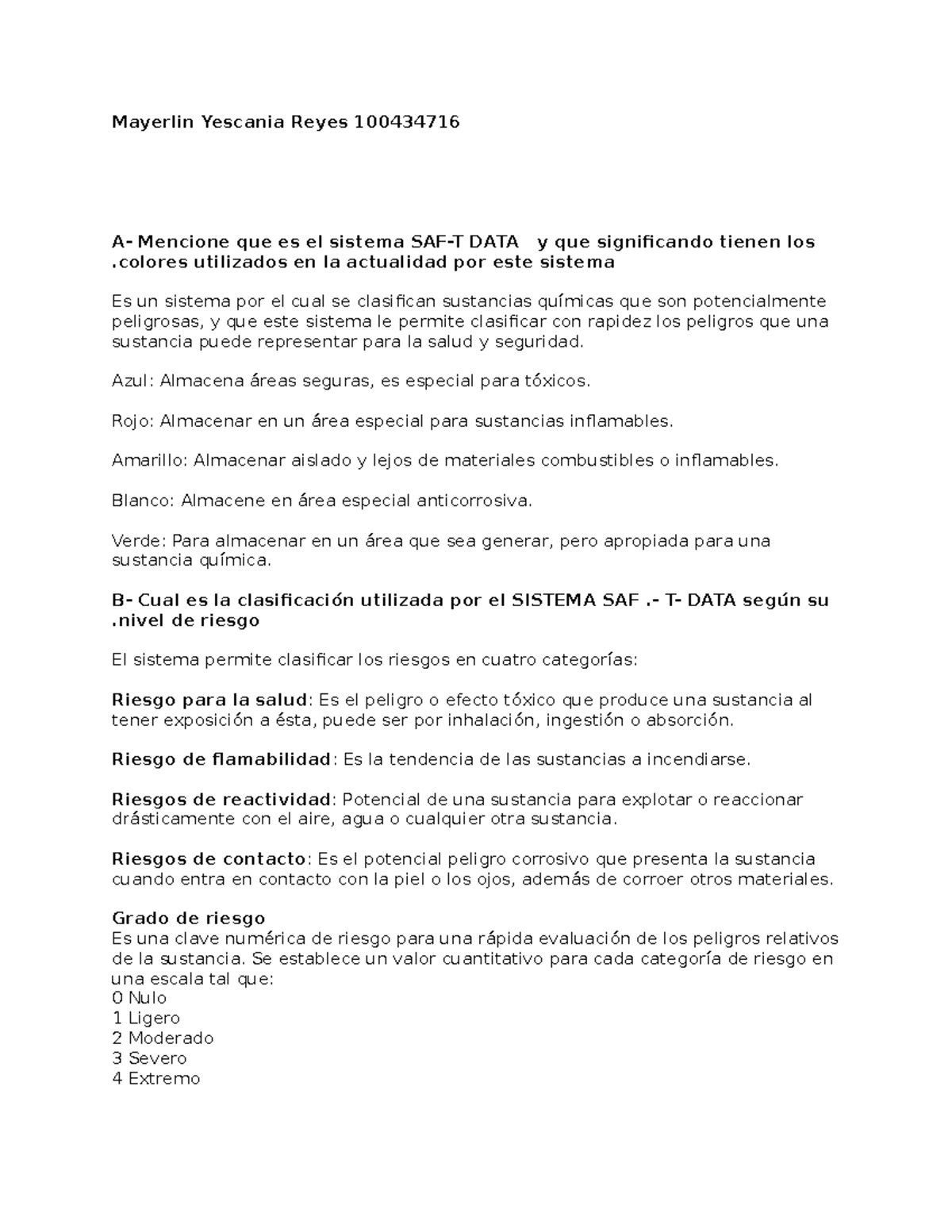 Sistema Saf-t-data - Mayerlin Yescania Reyes 100434716 A- Mencione que ...