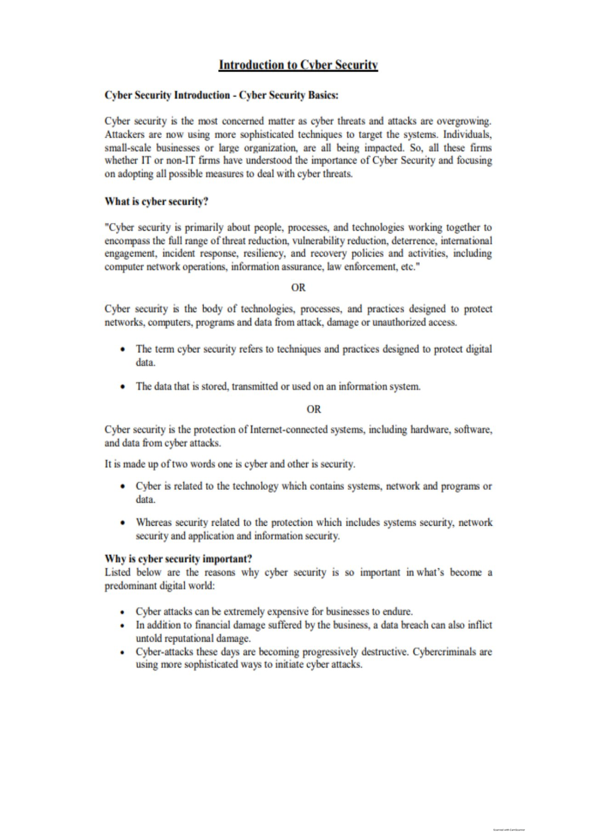 Introduction to security 1 - Cyber Security - Studocu