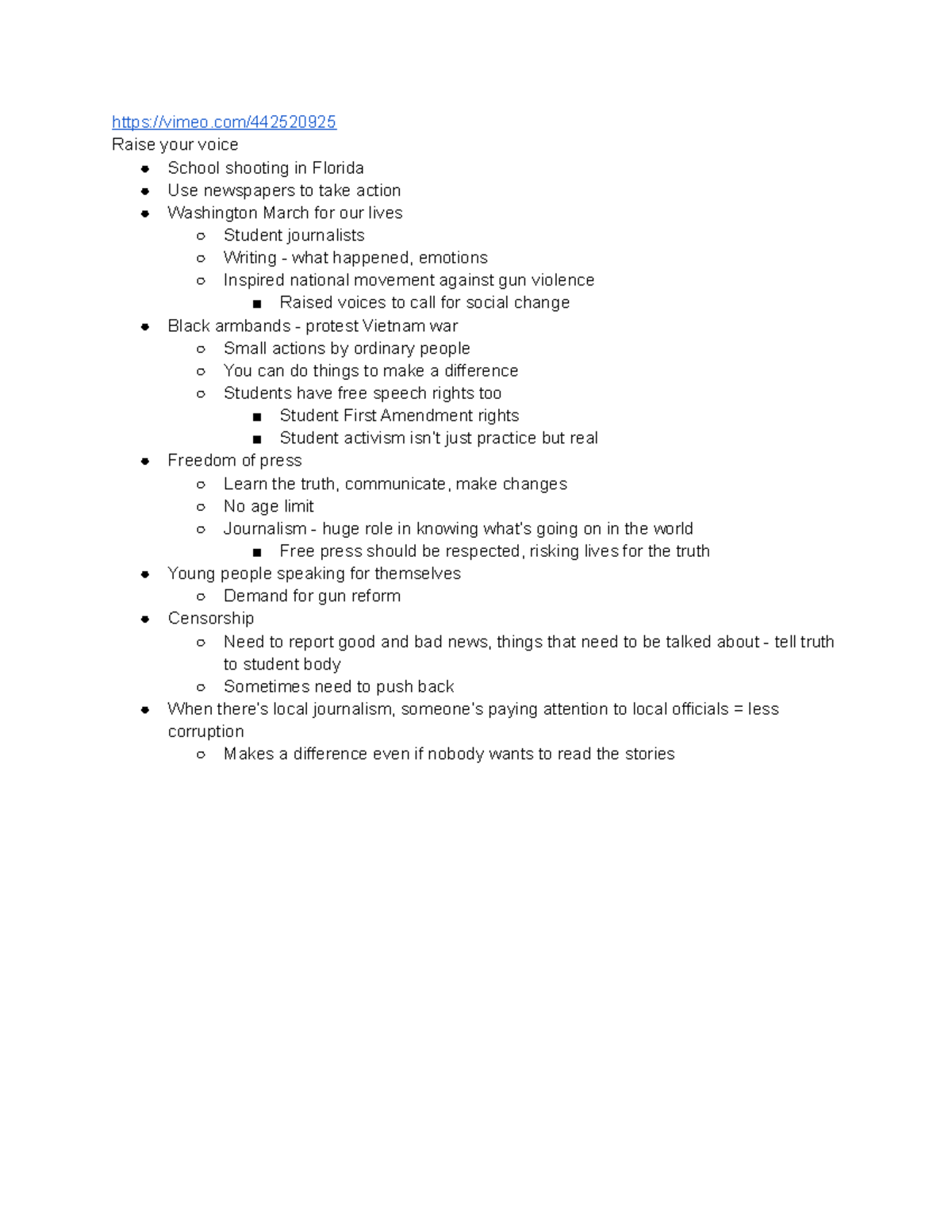 9 4 Lecture video - Intro to media notes - vimeo/ Raise your voice ...