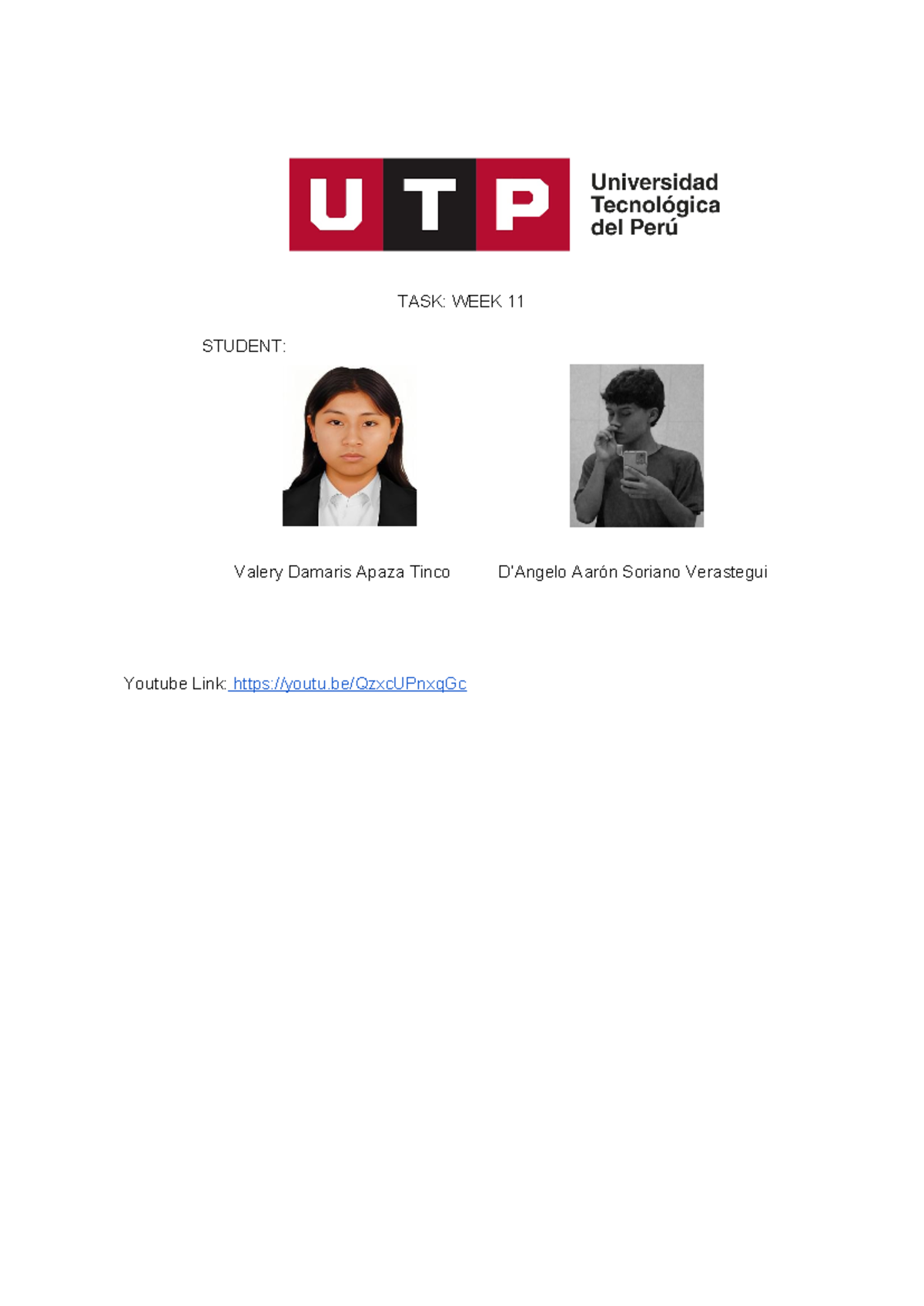 TASK WEEK 11 - ingles, tarea - TASK: WEEK 11 STUDENT: Valery Damaris Apaza Tinco D’Angelo Aarón ...