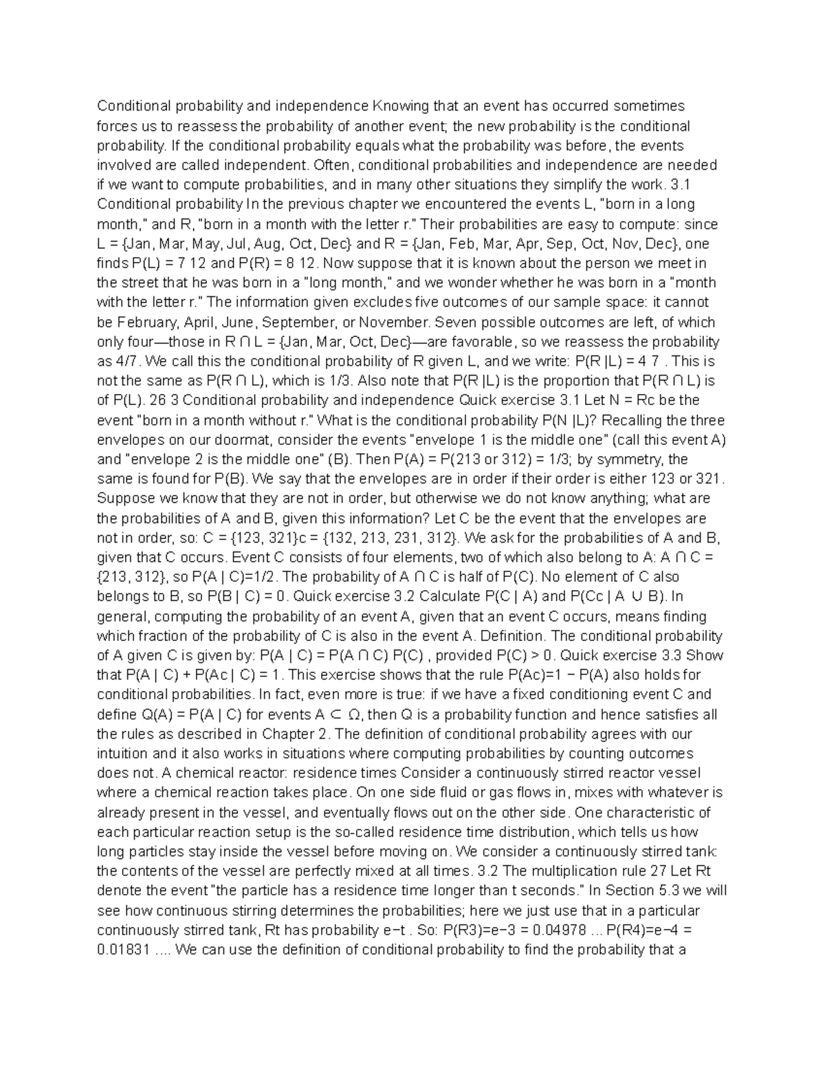 Prob7 - prob and stats - Conditional probability and independence ...