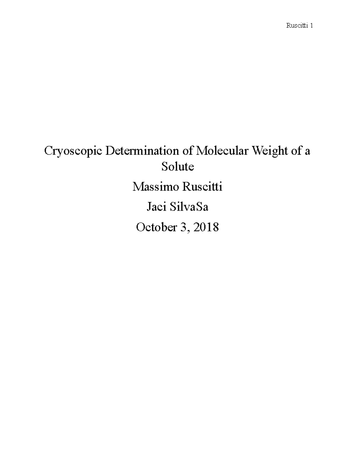 Cryoscopic Determination of Molecular Weight - The freezing points of ...
