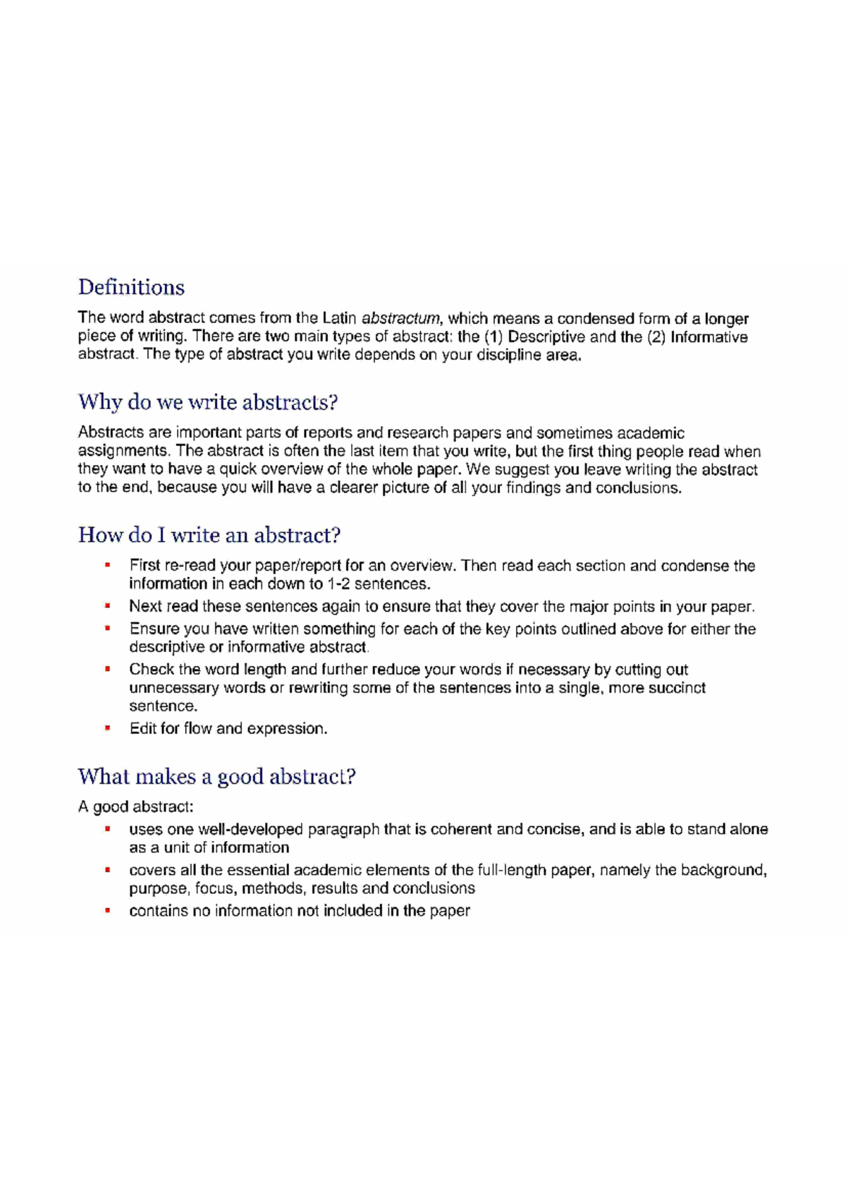 Writinganabstract - On how to write an abstract - English - Studocu