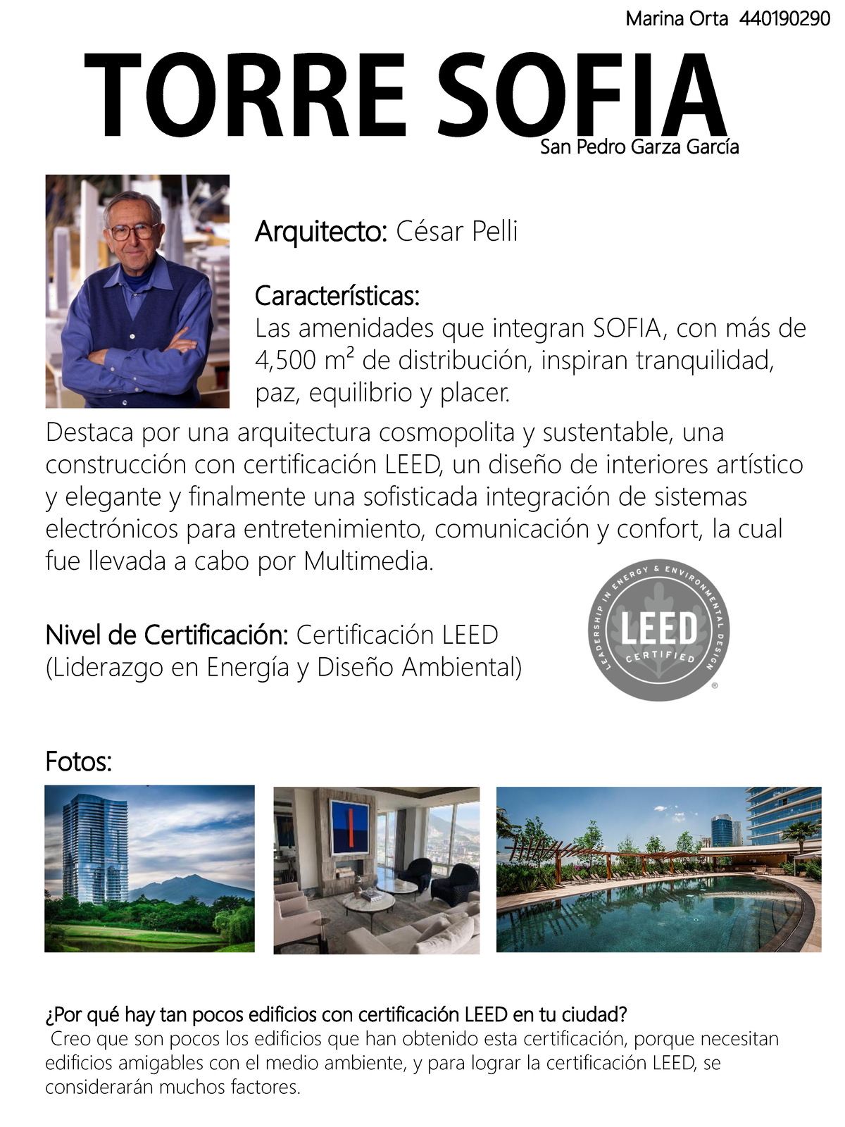 440190290 Torre Sofia - Investigación de edificios - Arquitecto: César Pelli Características ...