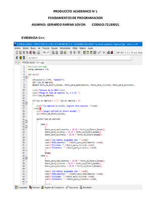 PA 03 Fundamentos Programacion Grupal - Producto Académico No - Tarea 1. Consideraciones ...