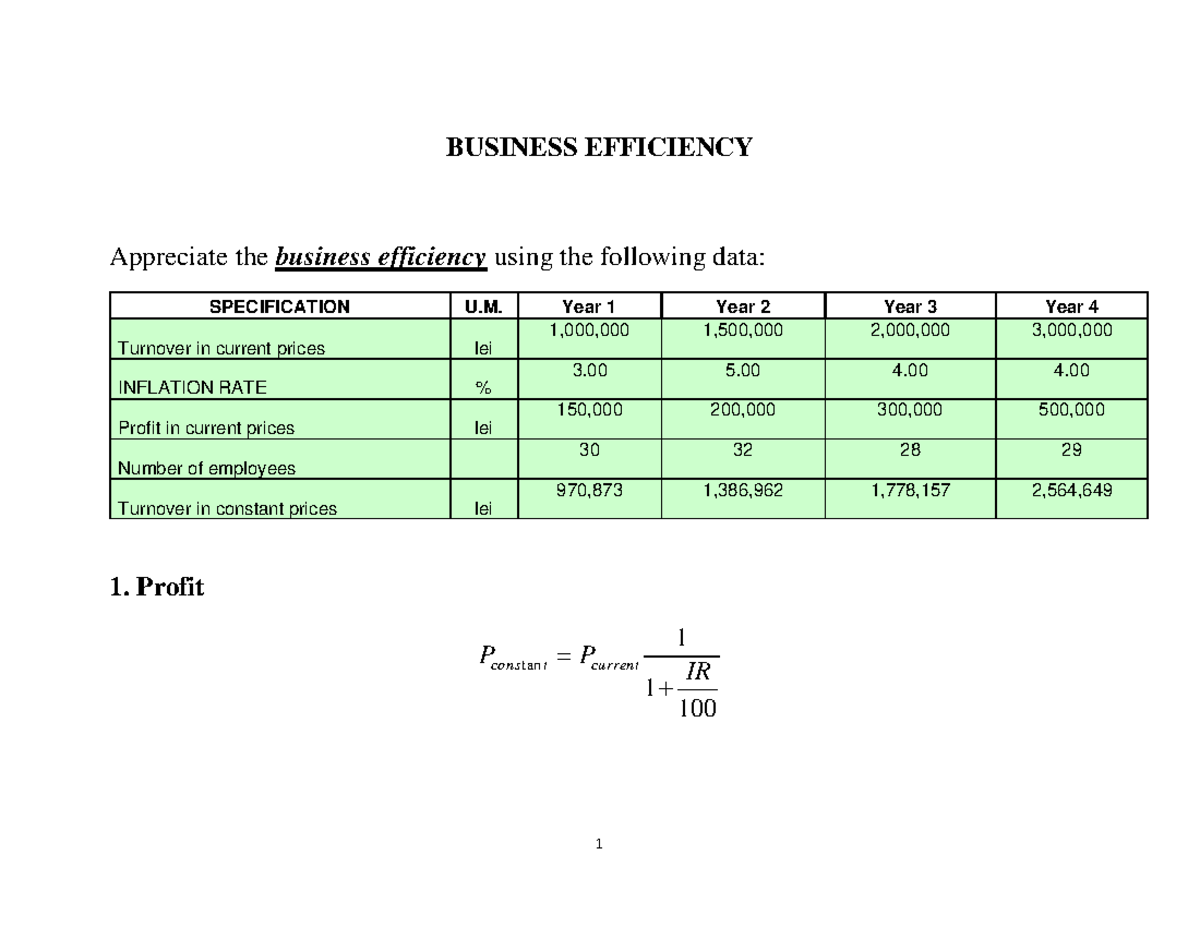 Business Efficiency - problem - BUSINESS EFFICIENCY Appreciate the ...
