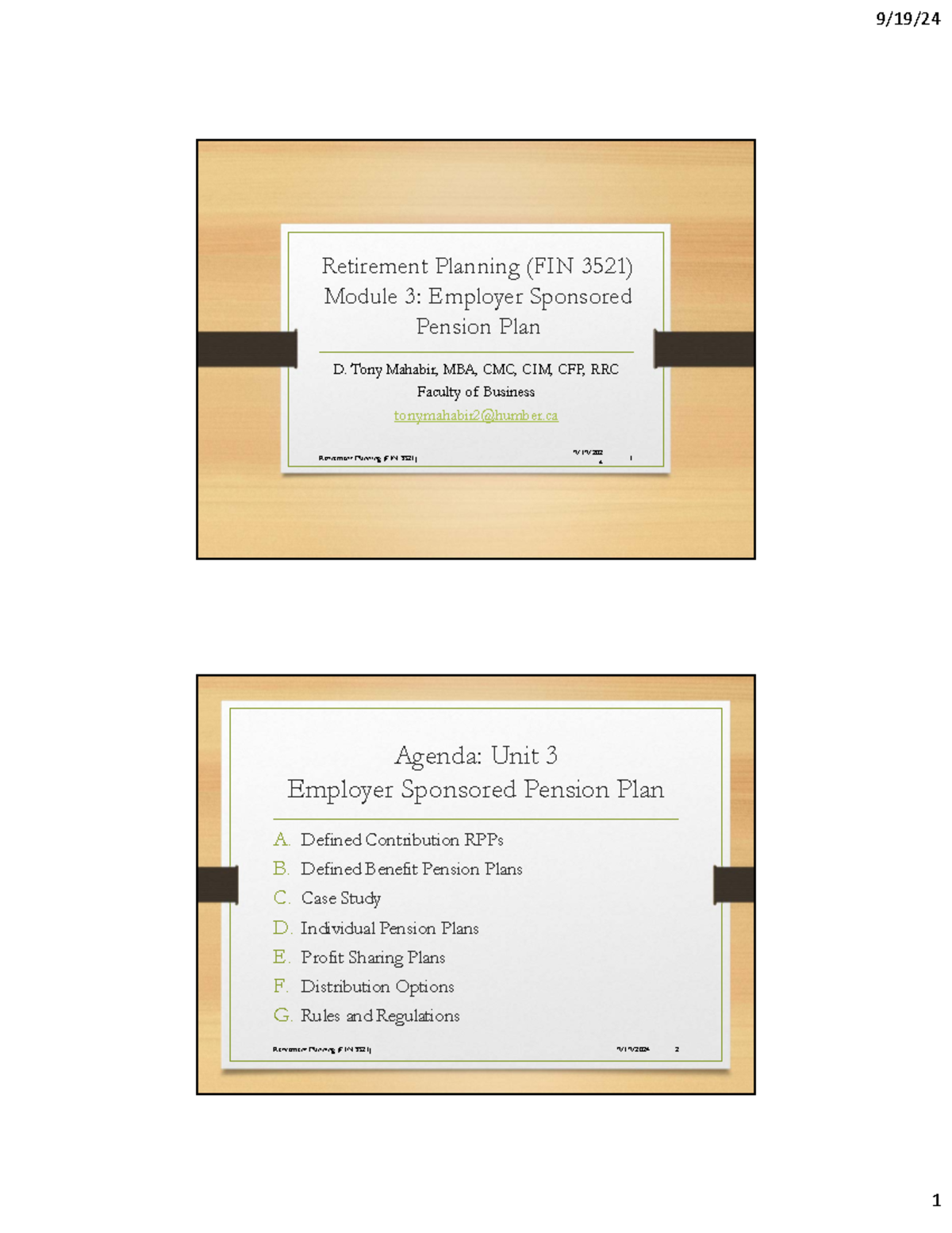 Retirement Planning (Module 3 Revised) - Retirement Planning (FIN 3521 ...