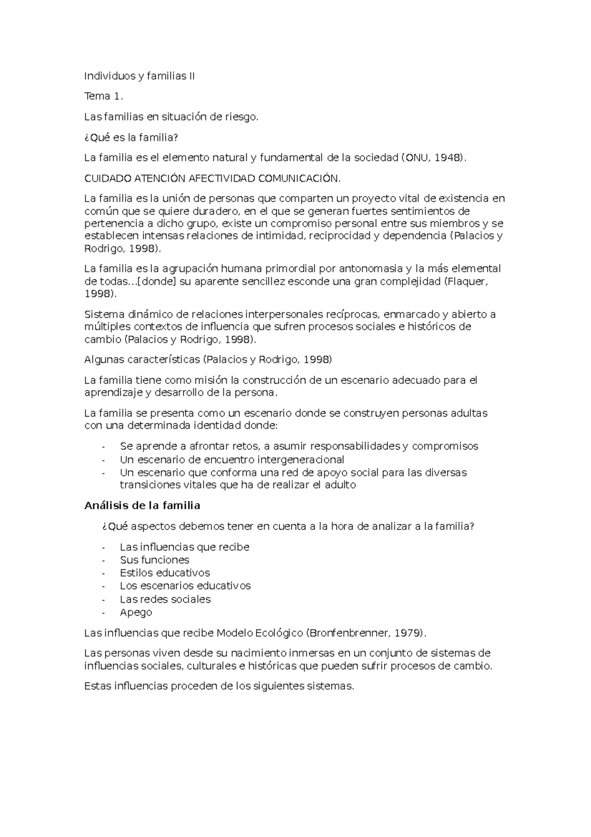 Individuos y familias II - Las familias en situación de riesgo. ¿Qué es ...