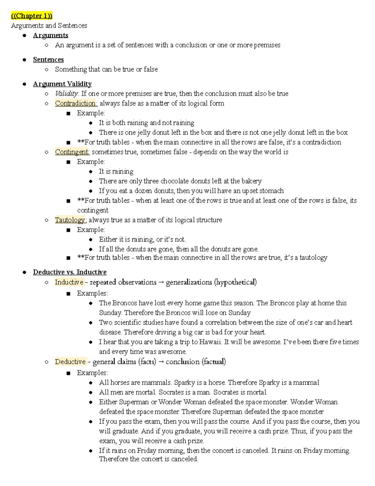 Logic Study Guide - ((Chapter 1)) Arguments and Sentences Arguments An argument is a set of ...