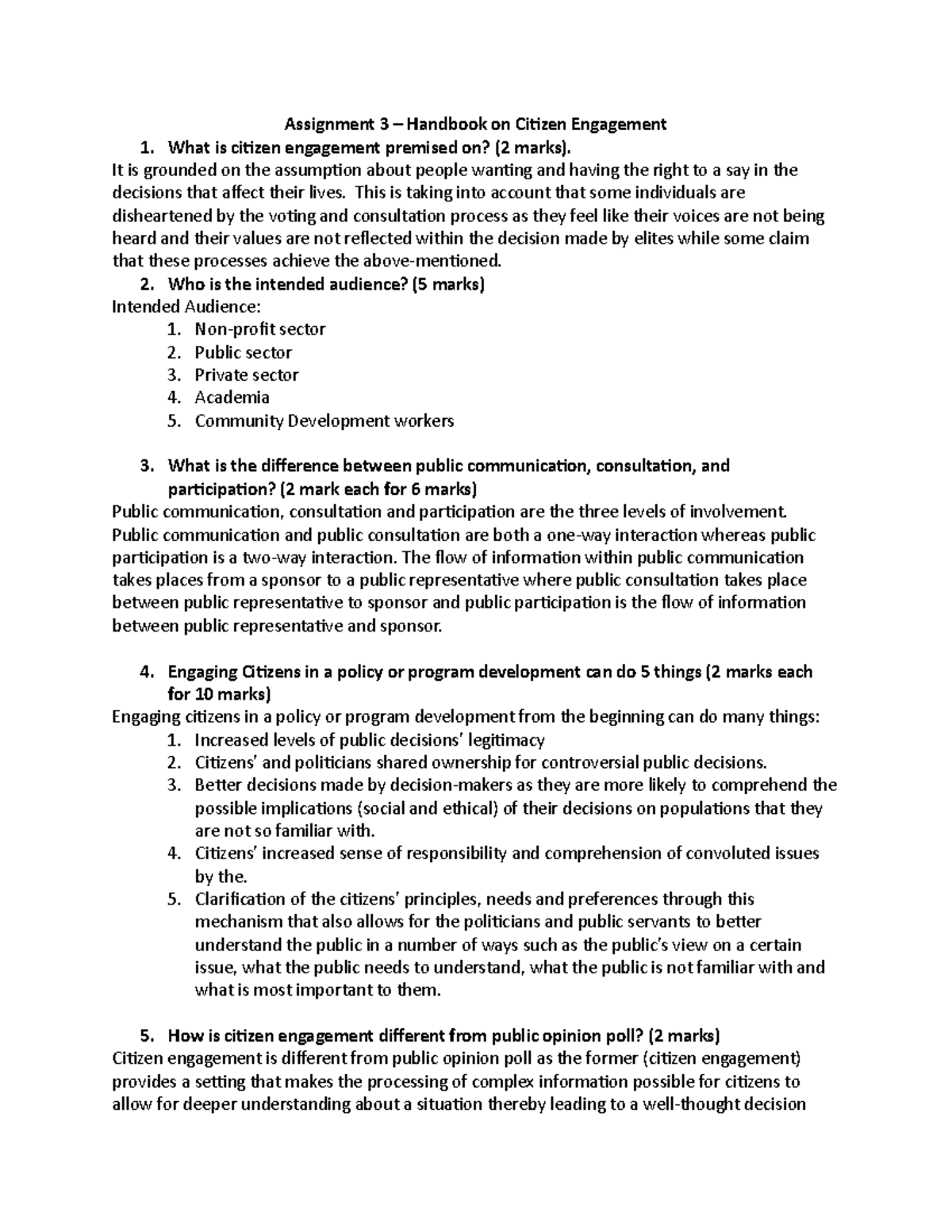 Assignment 3 - Handbook on citizen engagement - Assignment 3 – Handbook ...