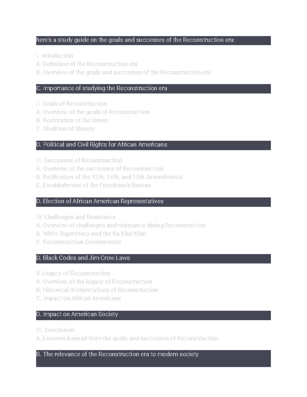 Reconstruction ERA - here's a study guide on the goals and successes of ...