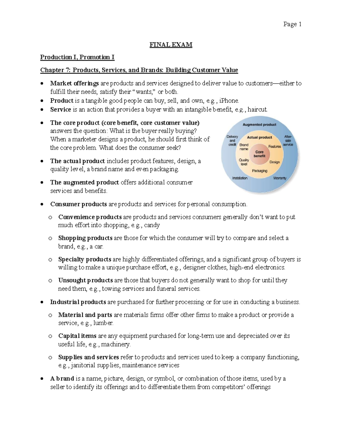 ADMS 2200 Final Exam - FINAL EXAM Production I, Promotion I Chapter 7 ...