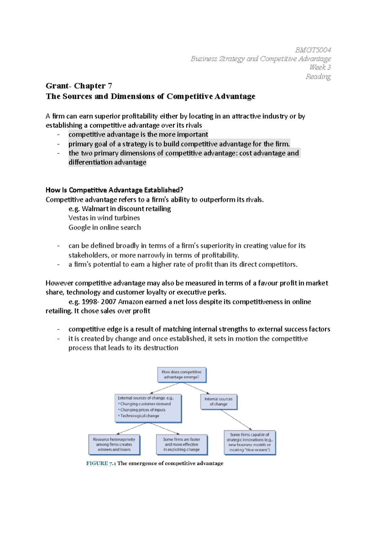 Week 2 Chapter 7 - BMGT Business Strategy and Competitive Advantage ...