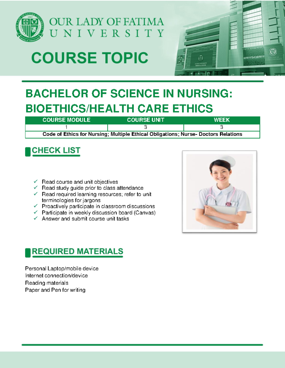 BI-M1-CU3 - Lecture - BACHELOR OF SCIENCE IN NURSING: BIOETHICS/HEALTH ...
