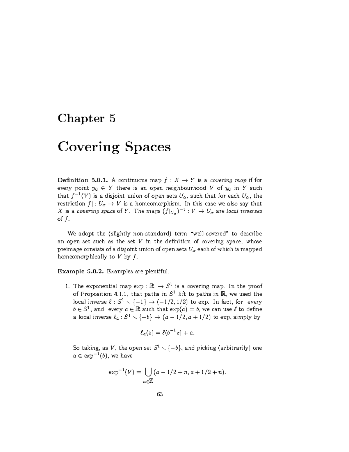 MA3F1 2013-2014 Lecture Notes 5 - Covering Spaces - Chapter 5 Covering ...