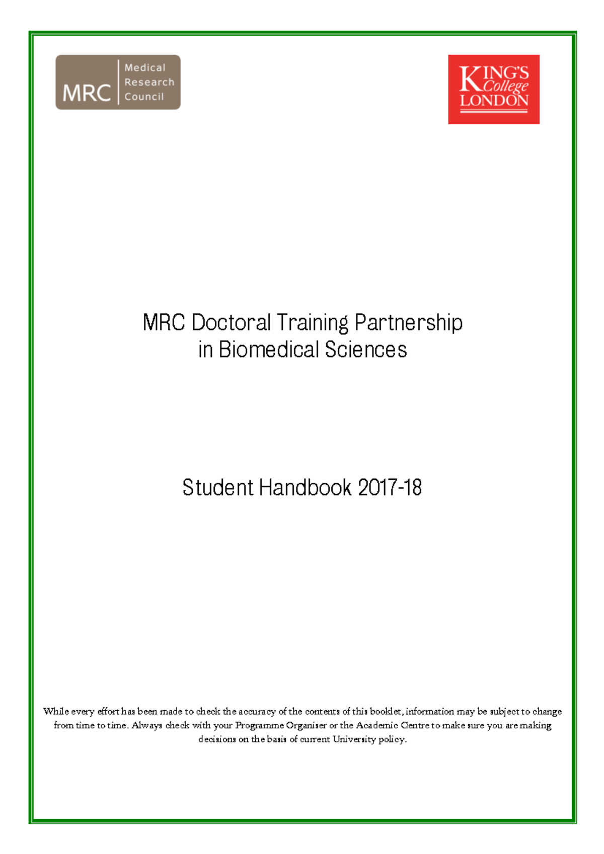 MRC DTP 2017 18 Student Handbook - MRC Doctoral Training Partnership in ...