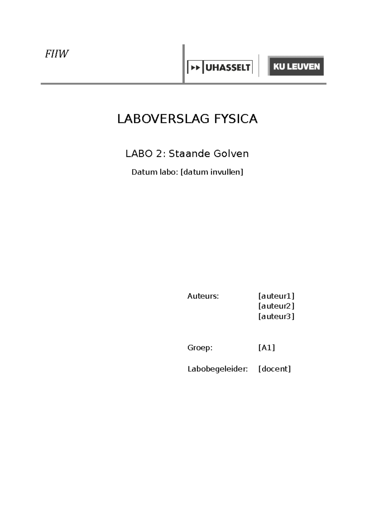 FYS1 staande golven - FIIW LABOVERSLAG FYSICA LABO 2: Staande Golven ...