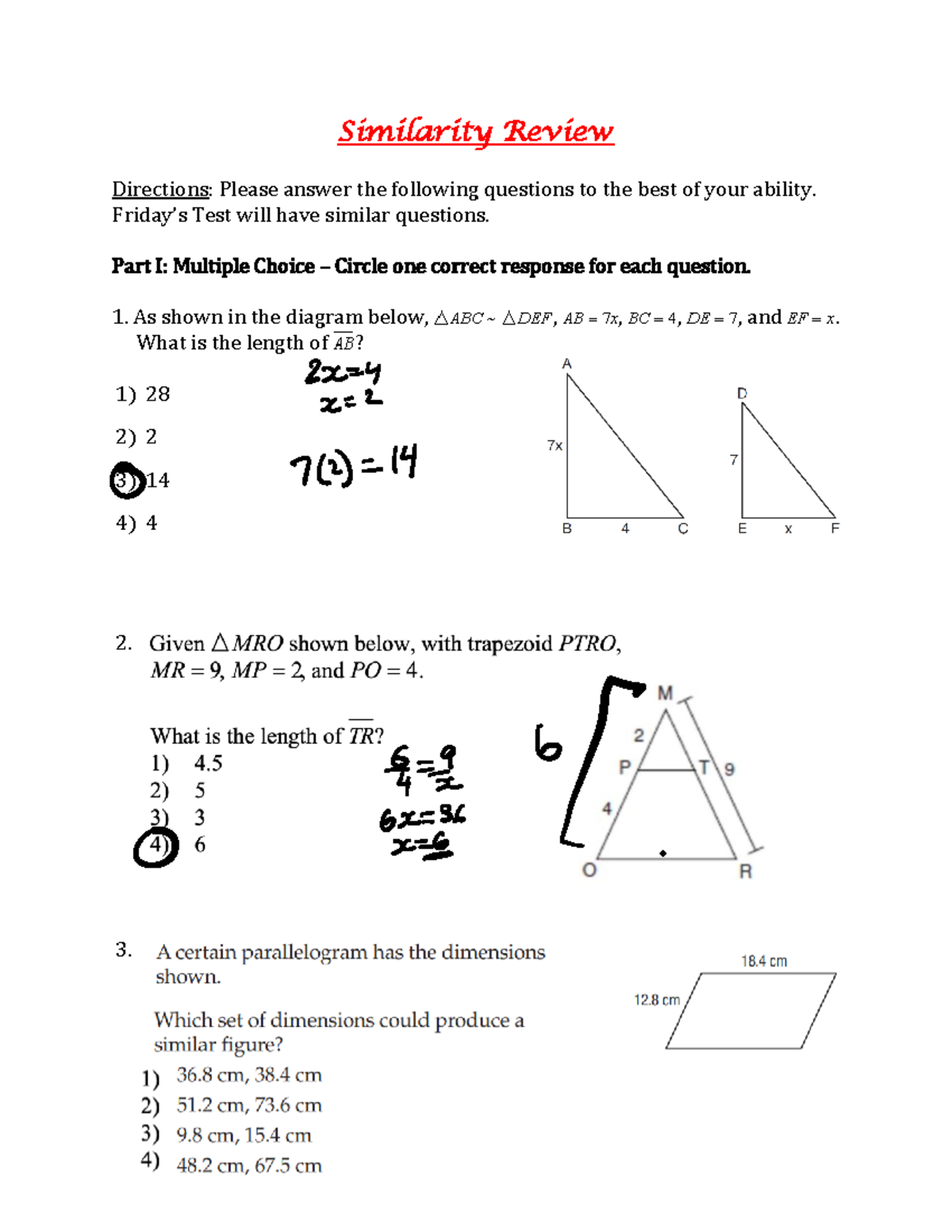Edited - Similarity Review Sheet - Similarity Review Directions: Please ...