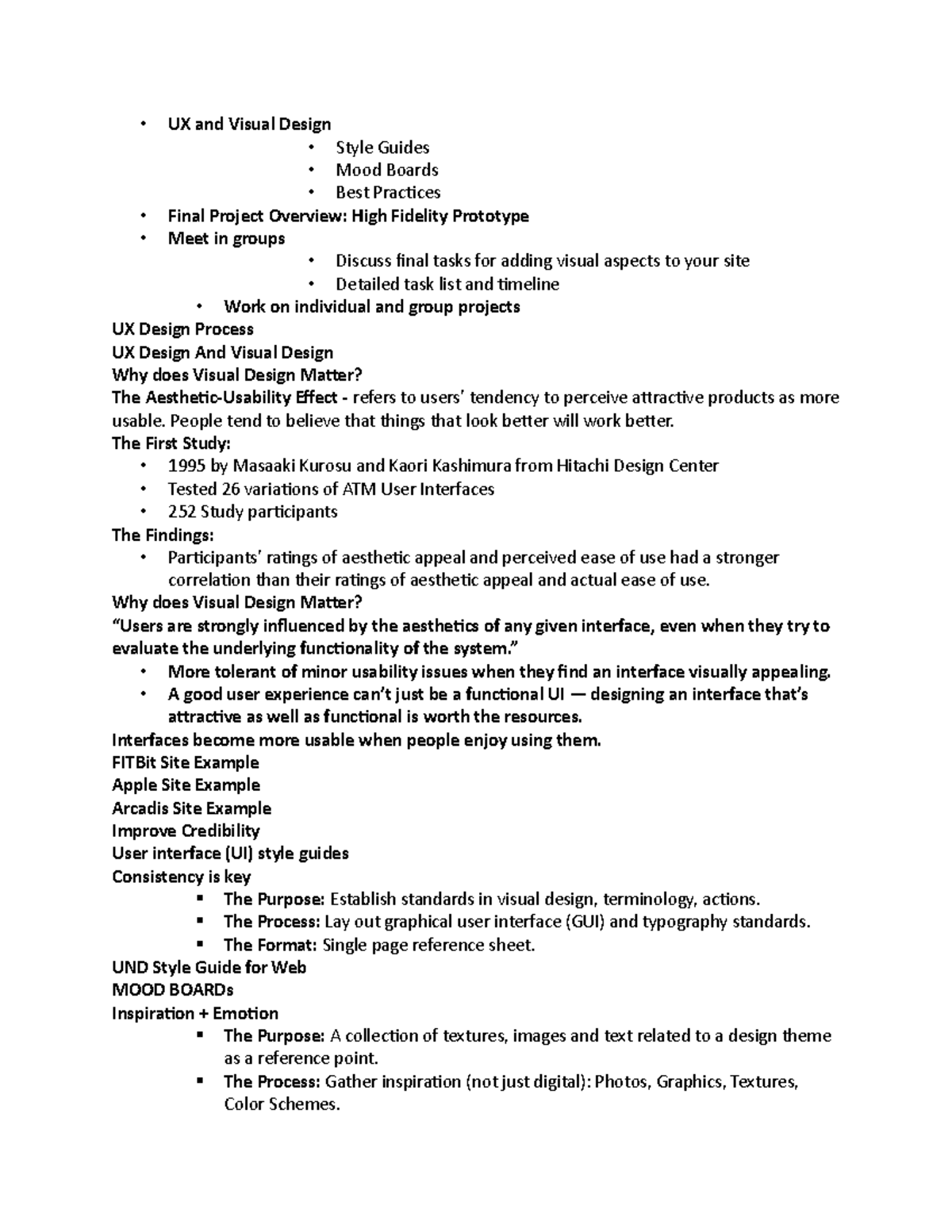 UX and Visual Design - Lecture notes 18 - UX and Visual Design • Style ...