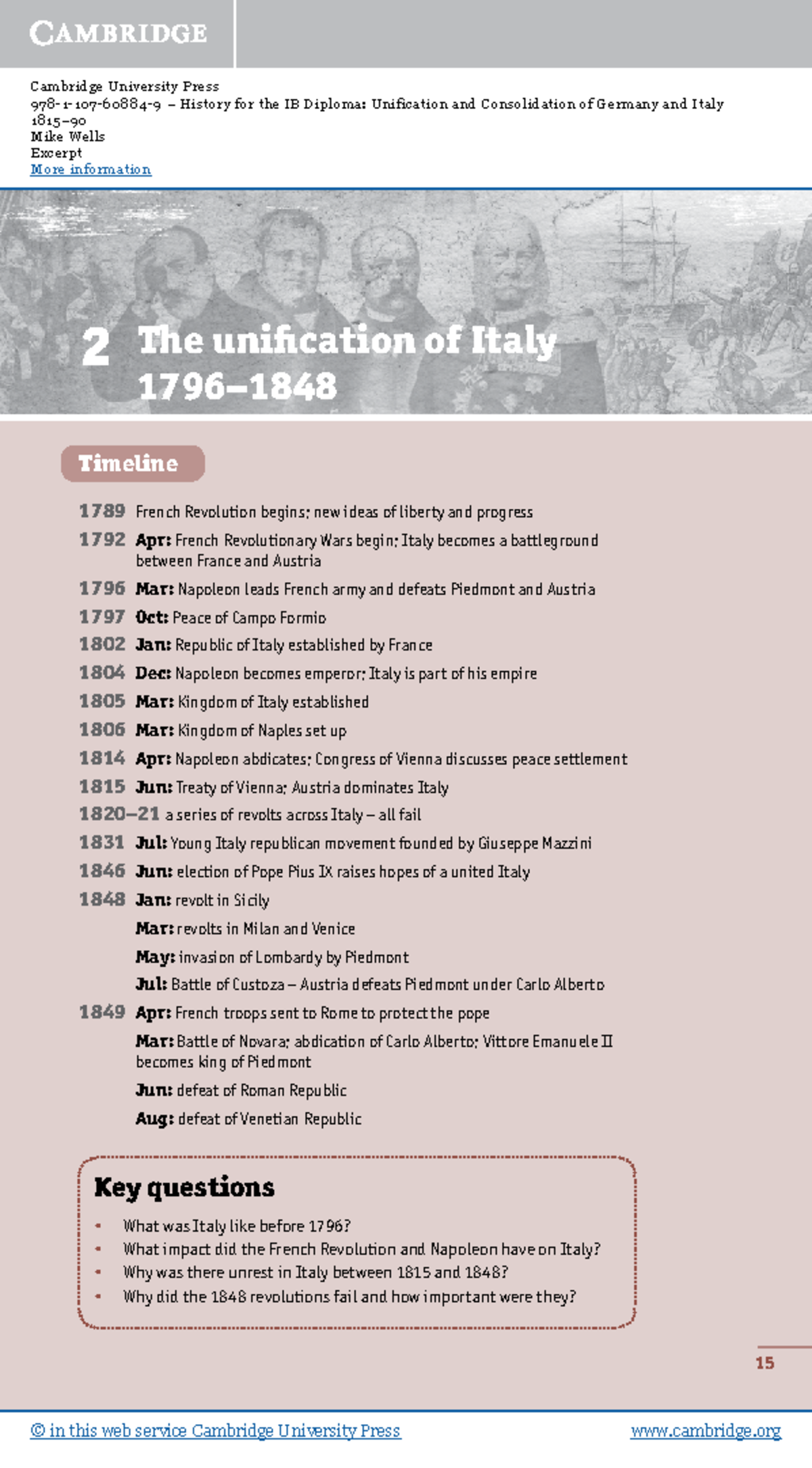 Unification italy - 978-1-107-60884-9 – History for the IB Diploma ...