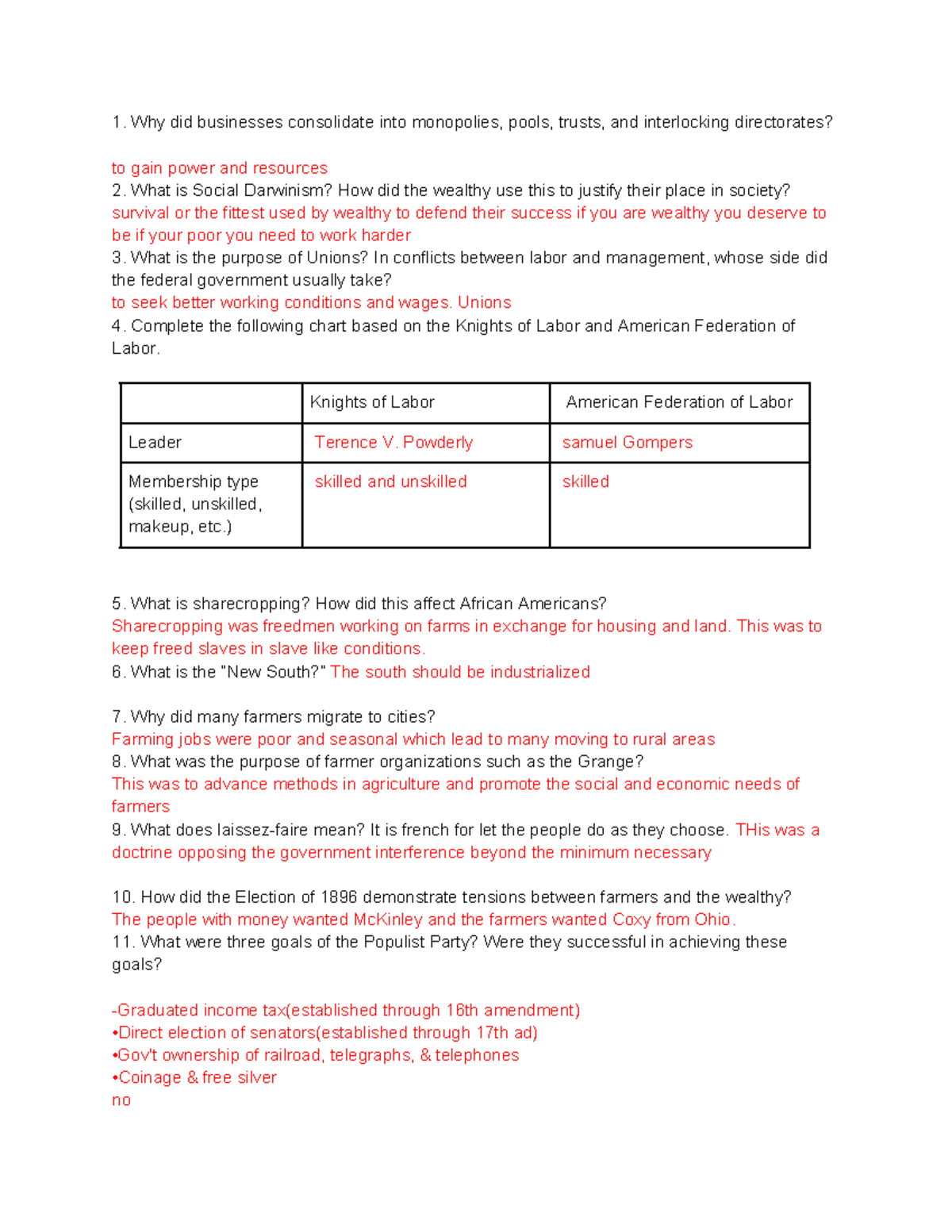 Period 6 Review Sheet 2 - Why did businesses consolidate into ...
