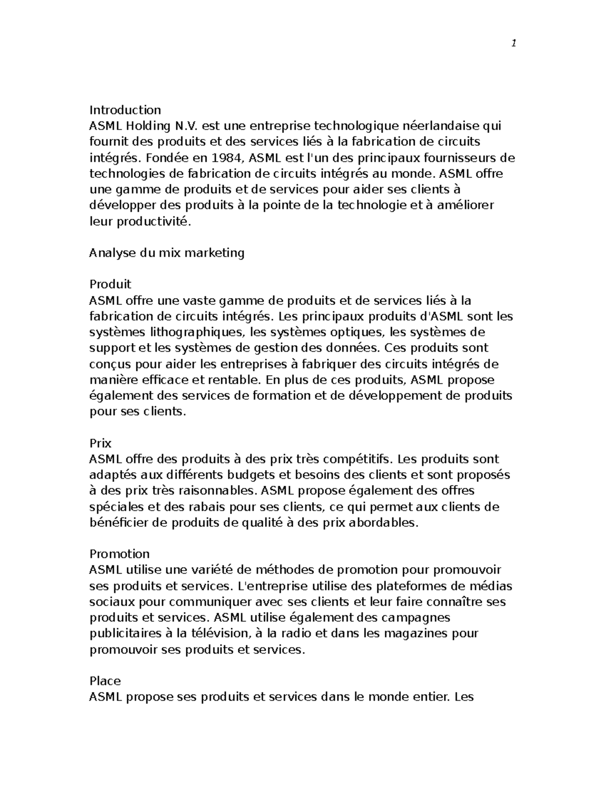 ASML Holding N.V. marketing mix - Introduction ASML Holding N. est une ...