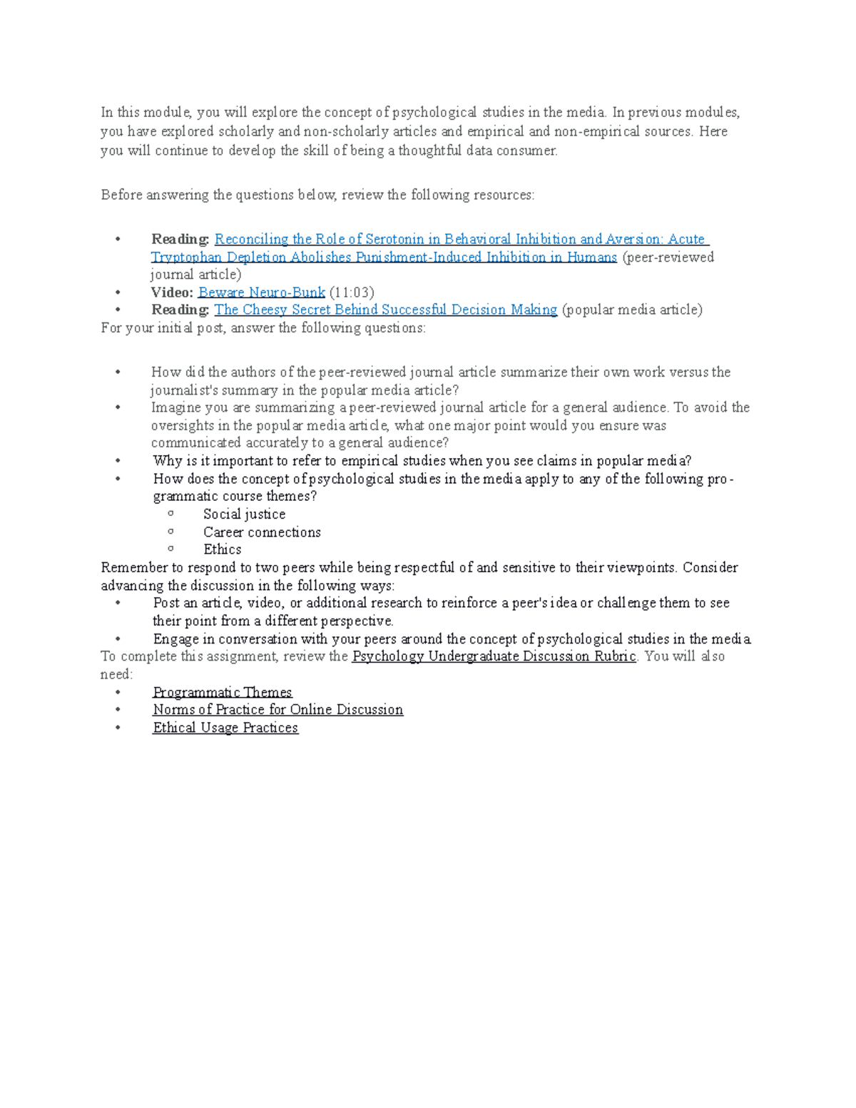 Psy222 discussion board 3 - In this module, you will explore the ...