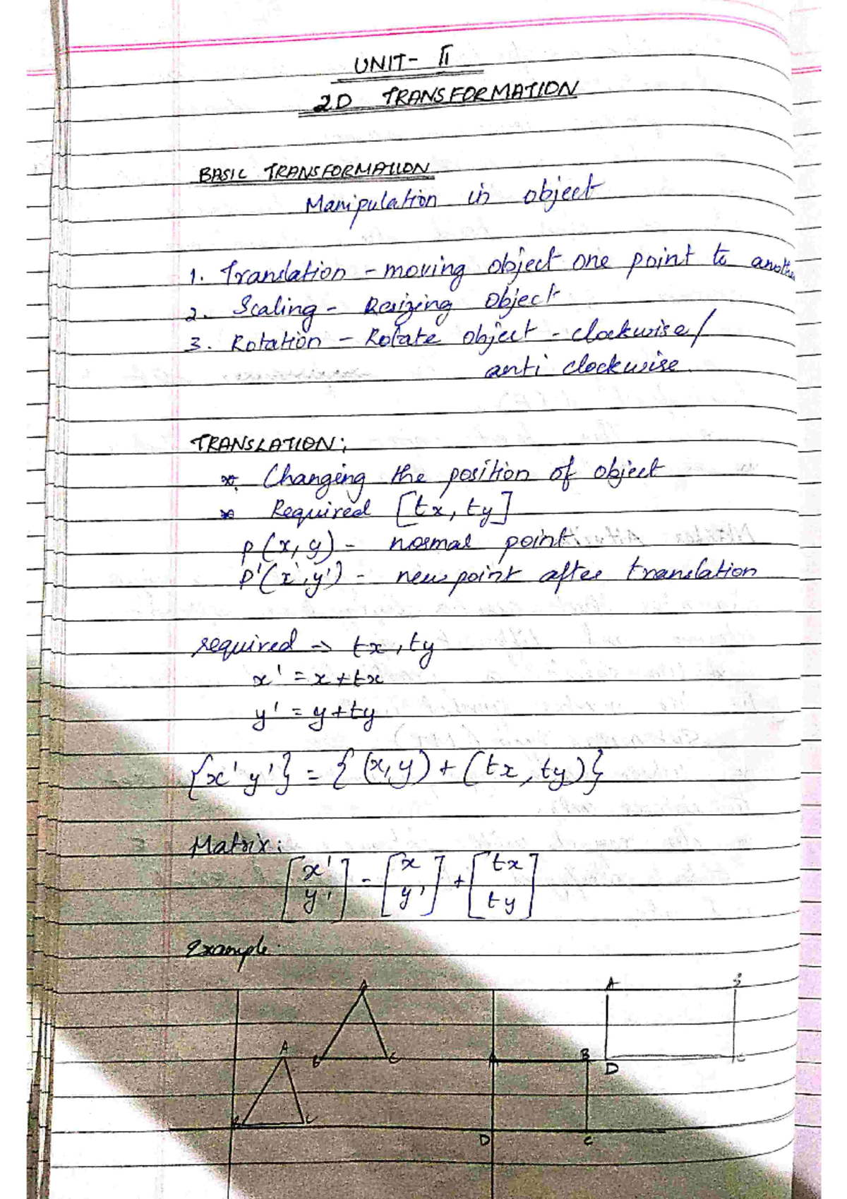 Graphics 2,3 unit - II 2D TRANSFORMATION BASIC TRANSFORMATION ...