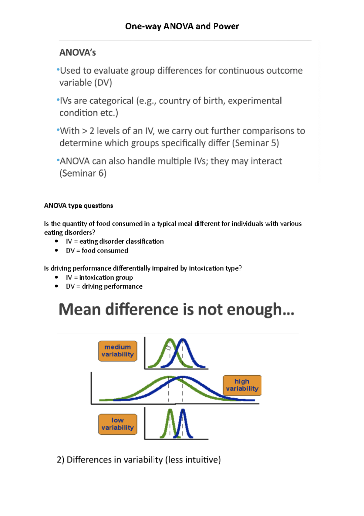 Week 4 - Oneway Anova and Power - One-way ANOVA and Power ANOVA type ...