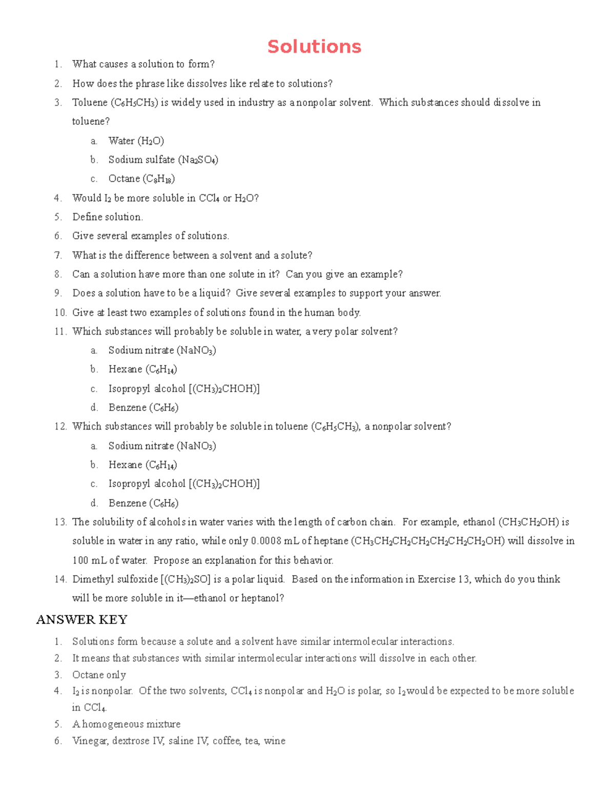 Section 9.1 Worksheet - practice questions - Solutions What causes a ...