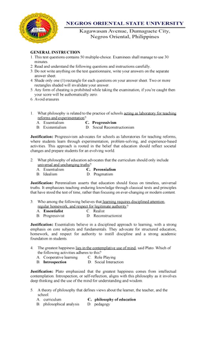 Justification - Let exam - GENERAL INSTRUCTION This test questions ...