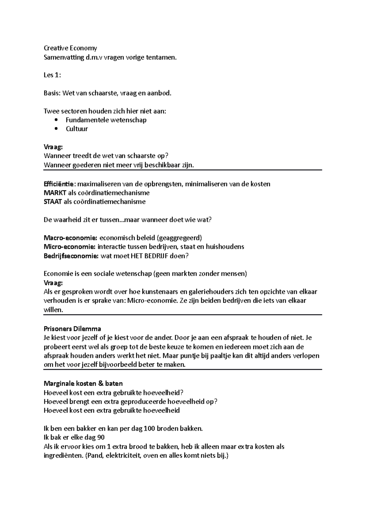 CE samenvatting - Creative Economy Samenvatting d.m vragen vorige ...