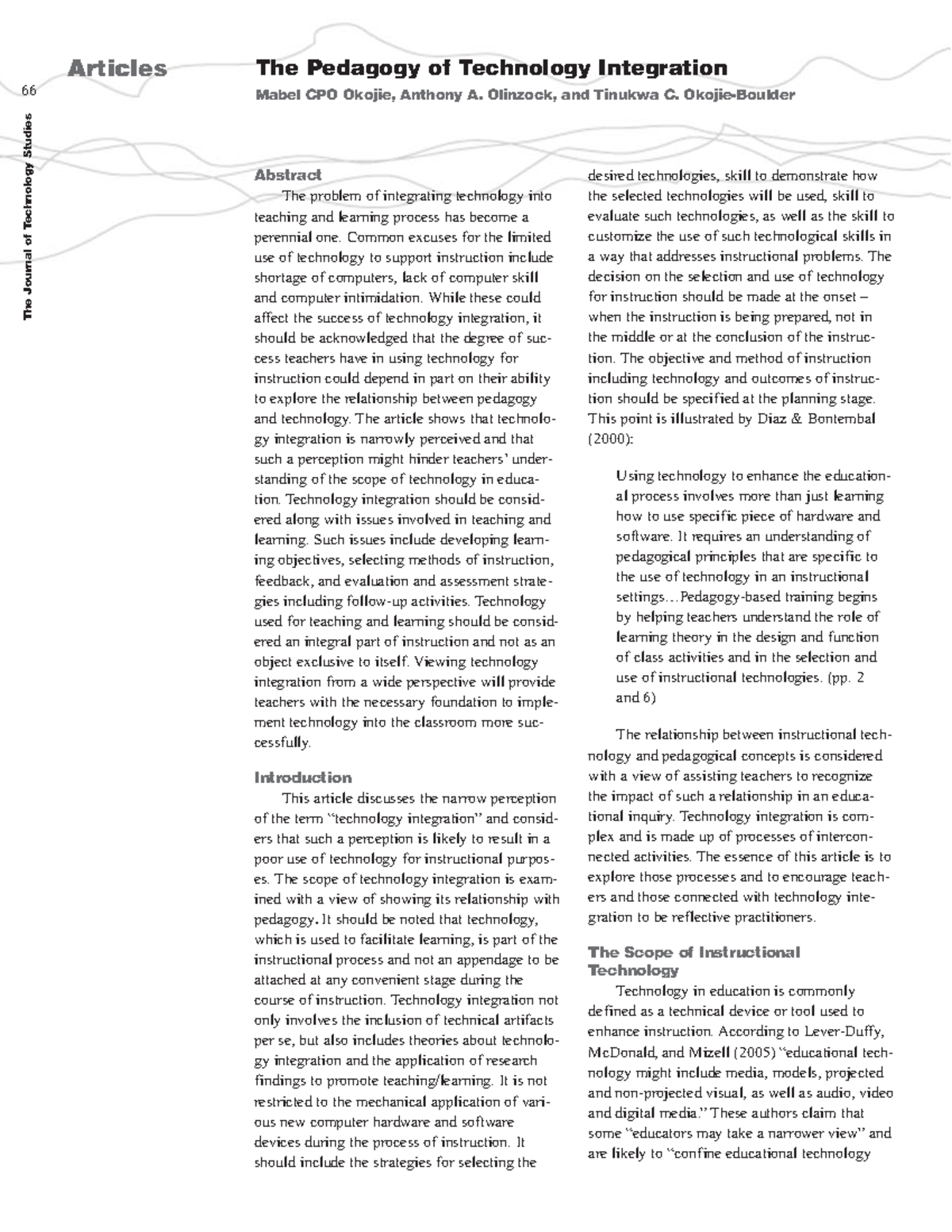 Reflection 1 - The Journal of Technology Studies Articles 66 Articles ...