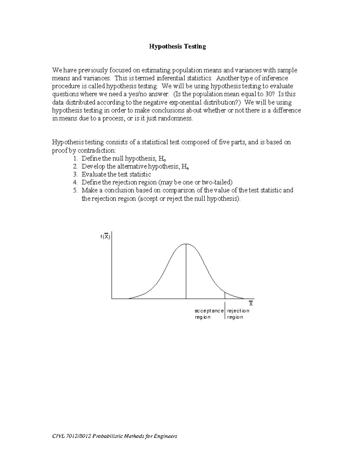 Hypothesis Testing Notes - Hypothesis Testing We have previously ...