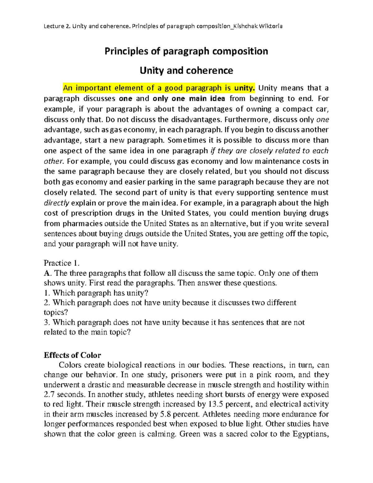 His lit ang deor - 32rb rtb thg trgbh trb - Principles of paragraph composition Unity and ...