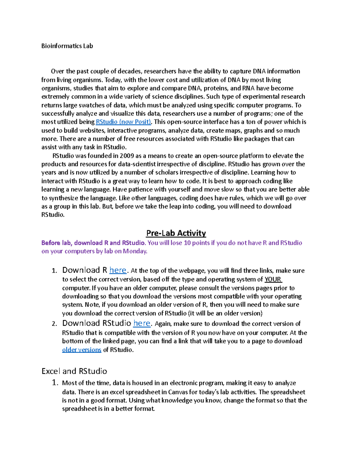 Bioinformatics I - Bioinformatics Lab Over the past couple of decades, researchers have the ...