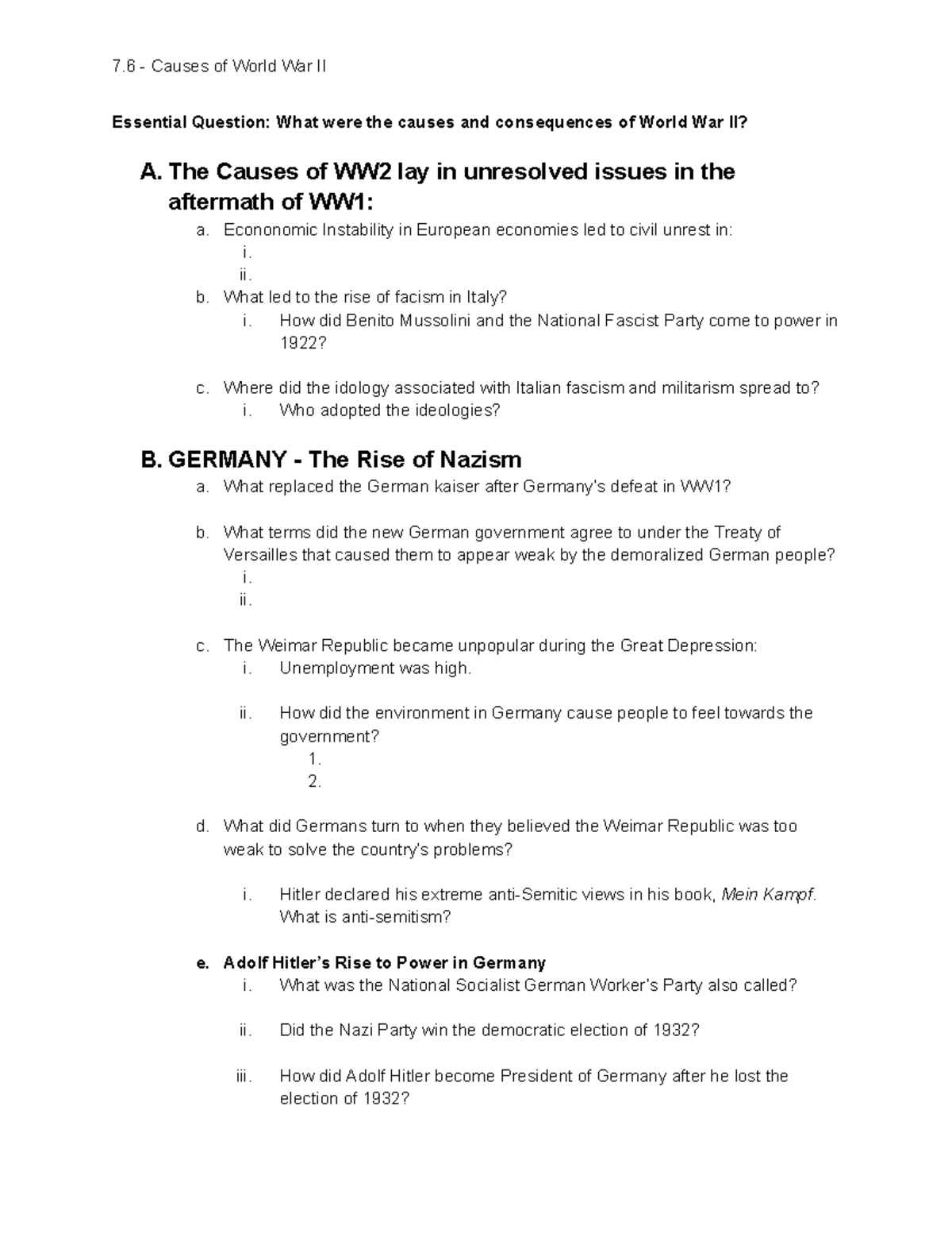 APWH+7 - Essential Question: What were the causes and consequences of ...